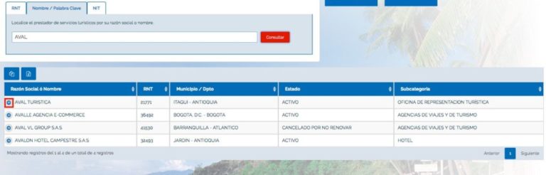 Consultas en el Registro Nacional de Turismo (RNT)